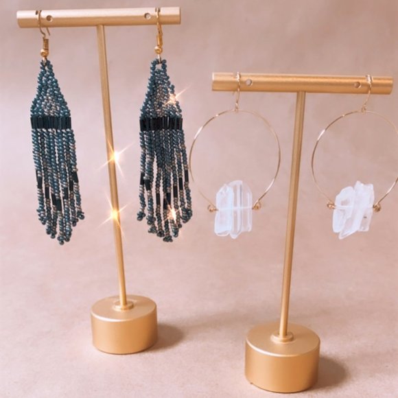 Jewelry | New Triple Clear Quartz Gold Hoops | Poshmark